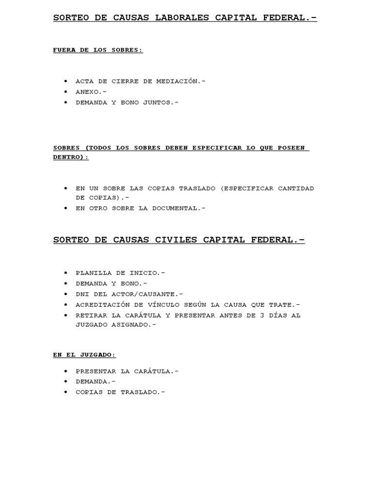 Sorteo de Causas Laborales Capital Federal | PDF
