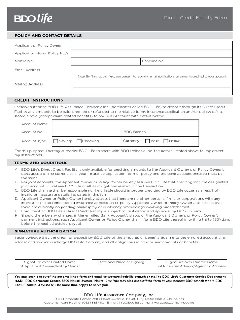 New ACA Direct Credit Facility Form Rev4 - Final | PDF | Service ...