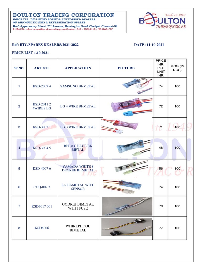 Spares Dealers Distribution Price List 2021-22-1 | PDF | Tools ...