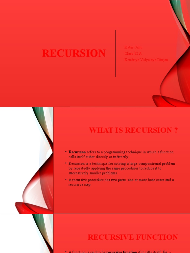 Recursion Class 12 Computer Science Python Pdf Recursion Subroutine