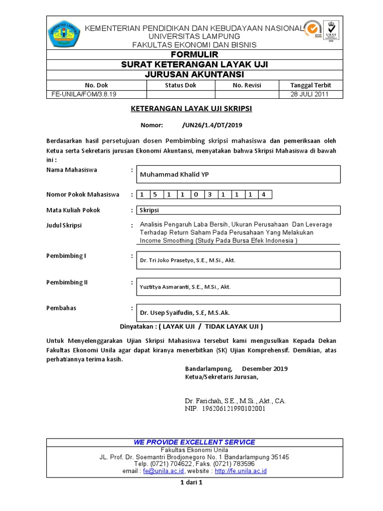 Surat Ket Layak Uji-1 | PDF