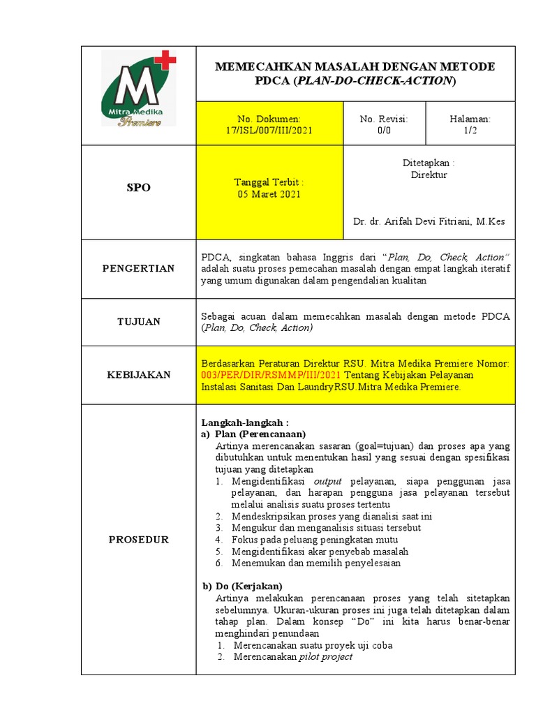 Memecahkan Masalah Dengan Metode Pdca (Plan-Do-Check-Action) | PDF