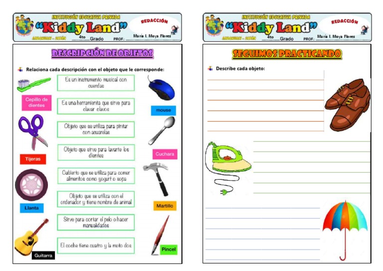 Actividades para describir objetos infantiles | PDF