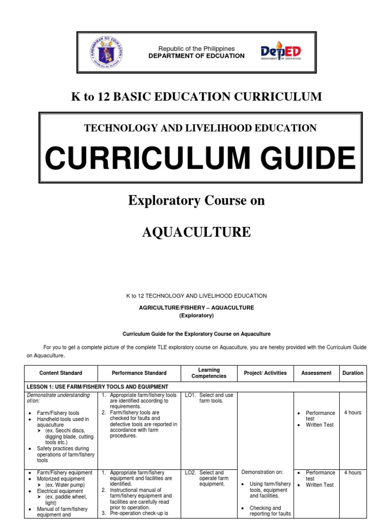 CG Aquaculture Exploratory | PDF | Aquaculture | Curriculum