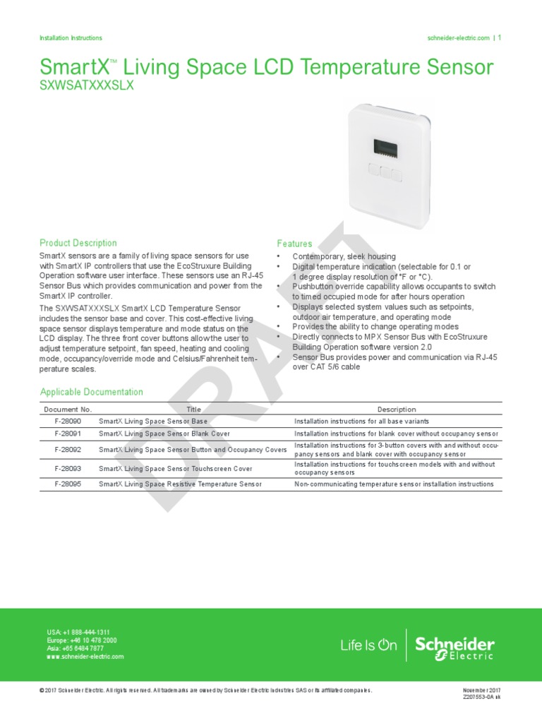 SmartX LCD Temp Sensor - Z207553-0A | PDF | Electrical Engineering ...