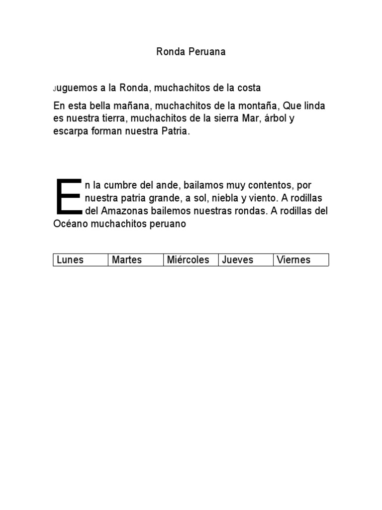 Ronda Peruana: Juguemos y Bailemos | PDF