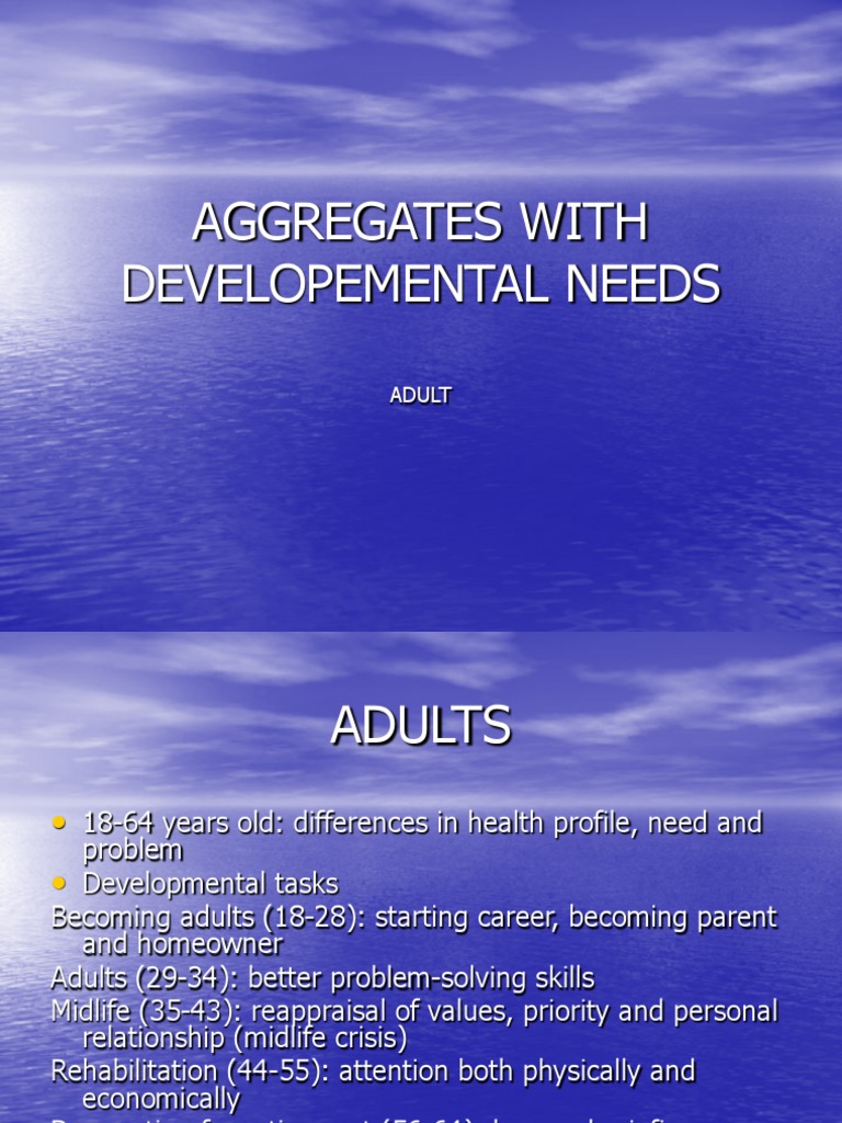 Aggregates With Developemental Needs: Adult | PDF | Human Factors And ...
