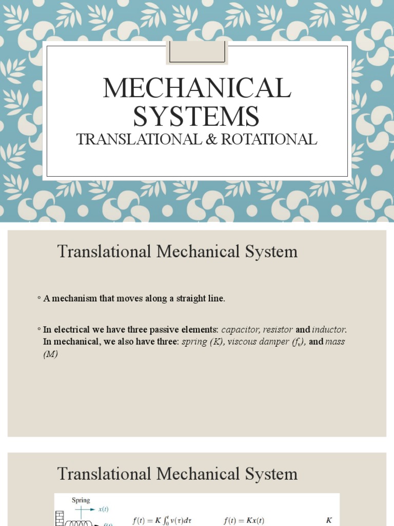 1translational Mechanical Systems Transfer Function | PDF | Science ...