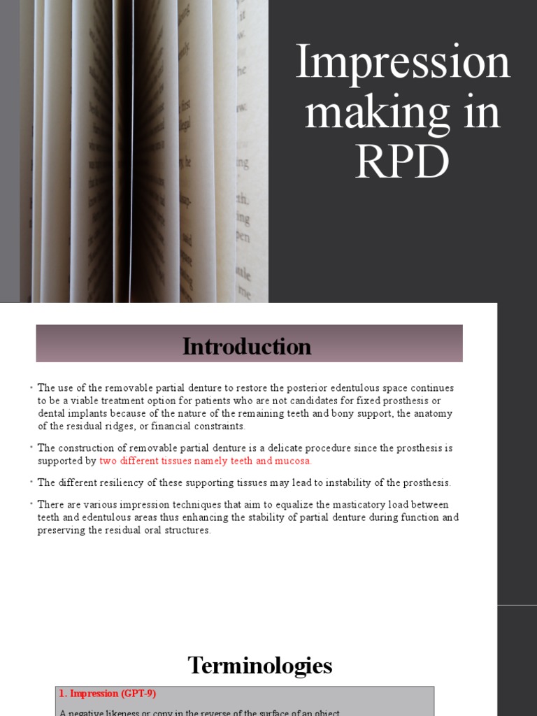 RPD Impression Techniques | PDF | Dentures | Medical Specialties