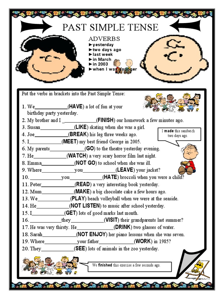 Past Simple Tense: Adverbs | PDF