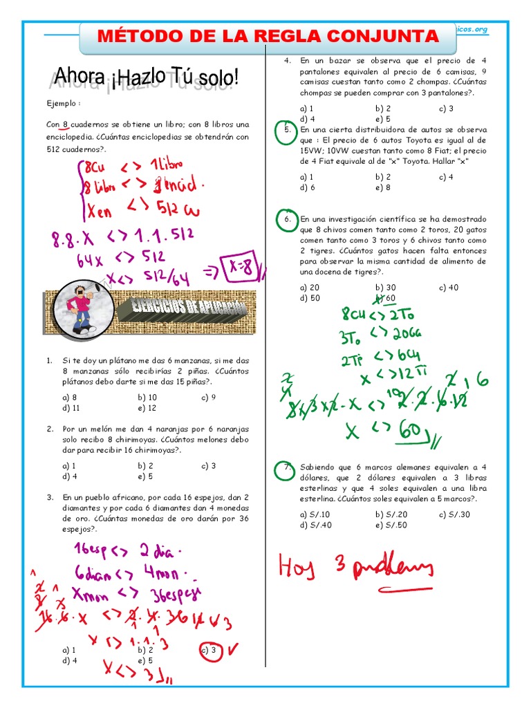 Metodo de La Regla Conjunta para Cuarto de Secundaria | PDF