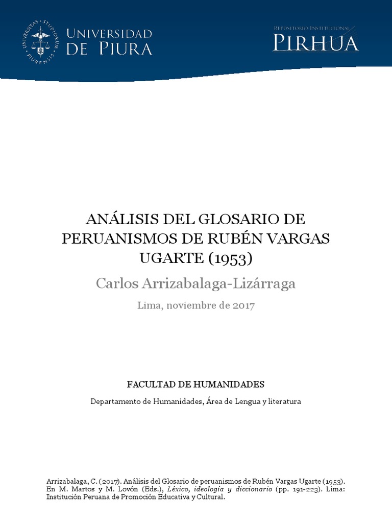 Glosario Peruanismos Vargas | PDF | Lexicografía | Perú