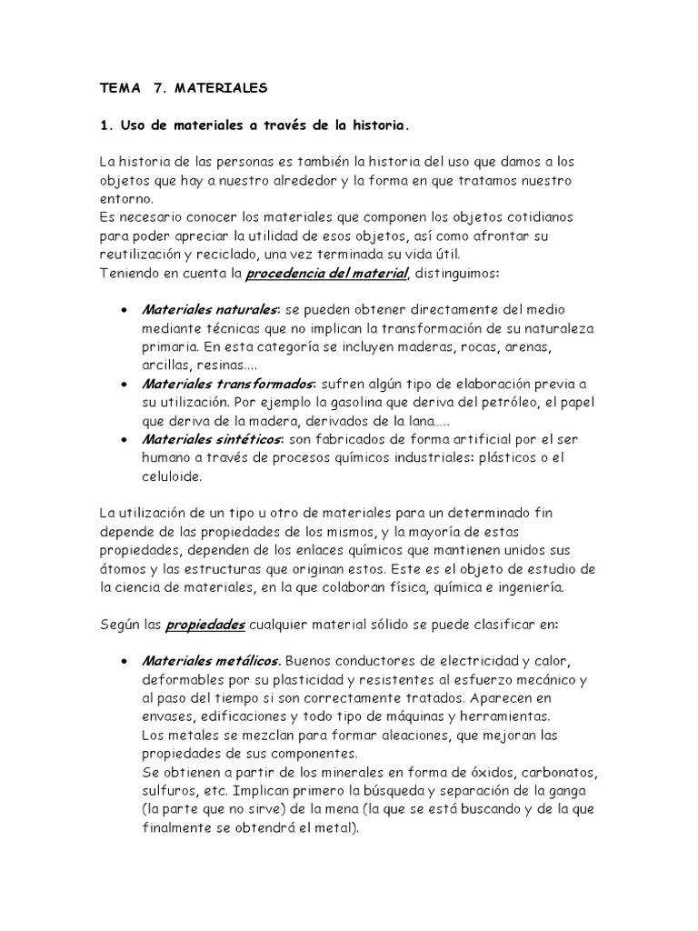 TEMA 7. Materiales | PDF | Superconductividad | El plastico