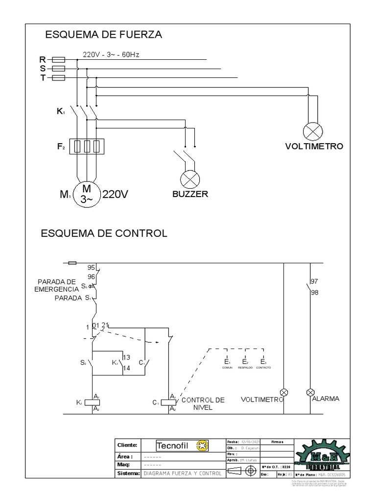 Diagrama de Fuerza y Control 220V | PDF