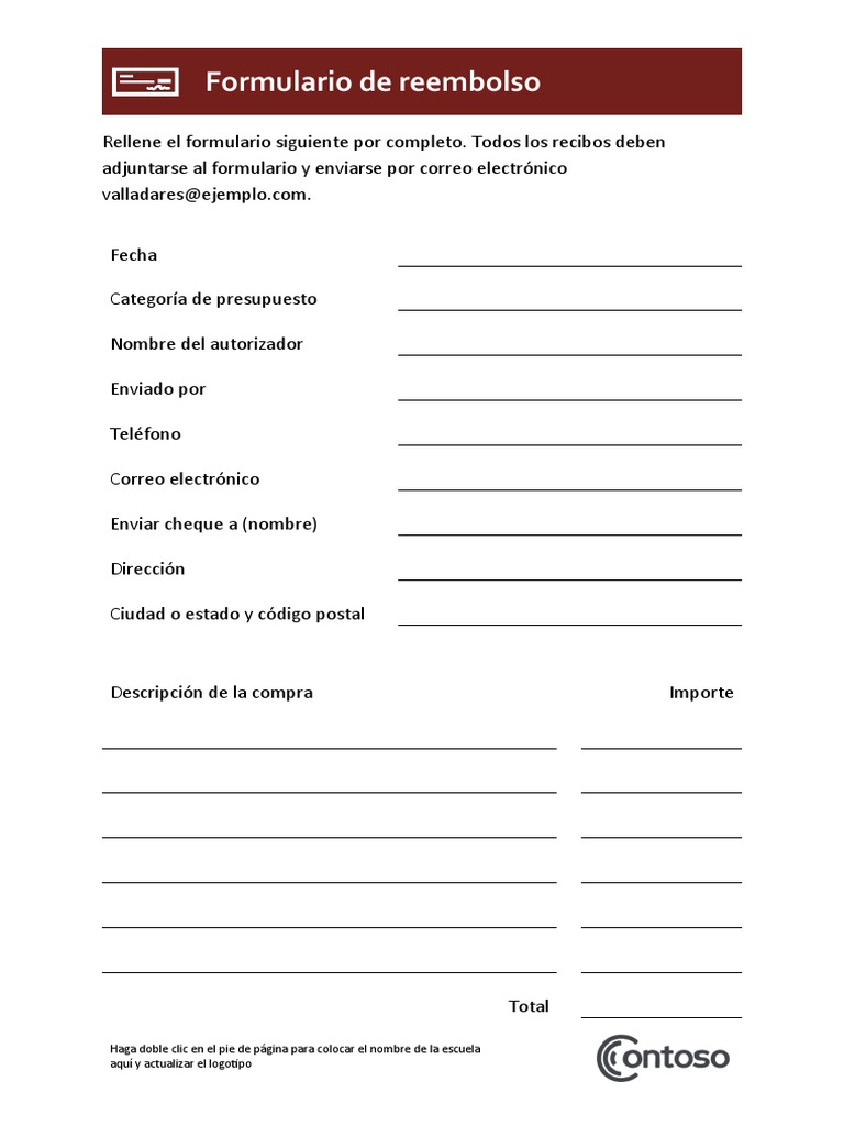 Plantilla Ejemplo Formulario de Reembolso | PDF