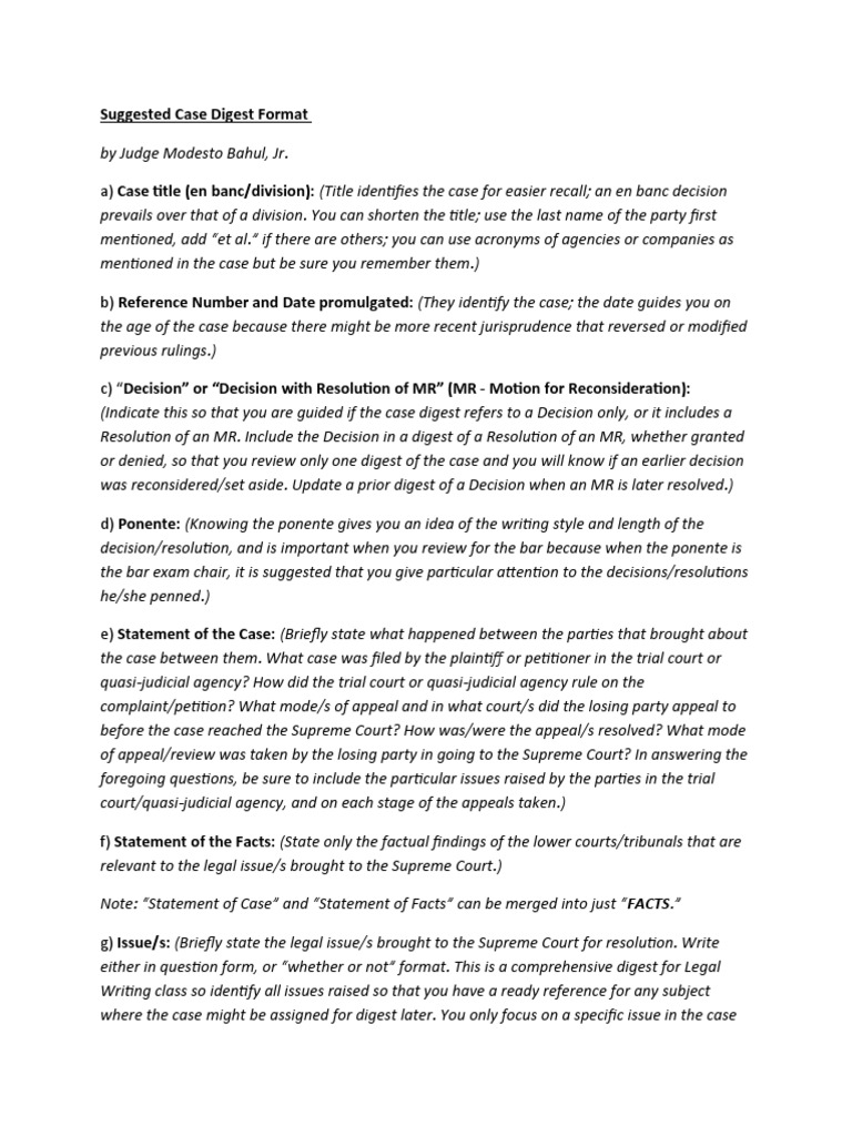 Suggested Case Digest Format | PDF | Bail | Mitigating Factor