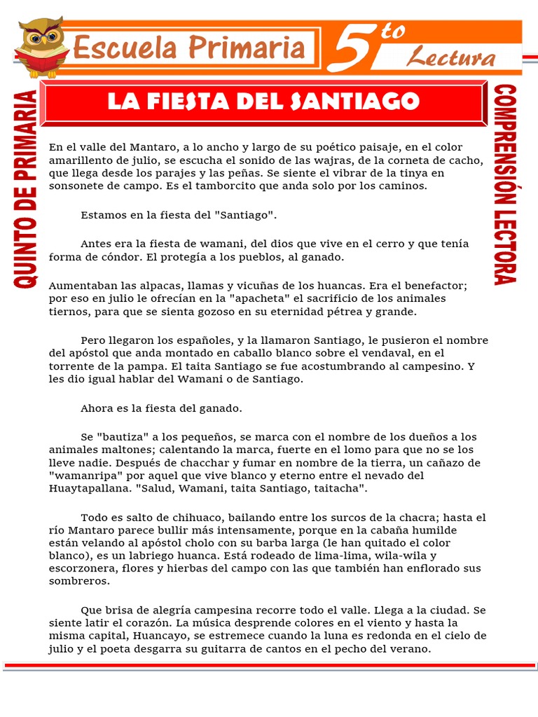 La Fiesta Del Santiago para Quinto Grado de Primaria | PDF