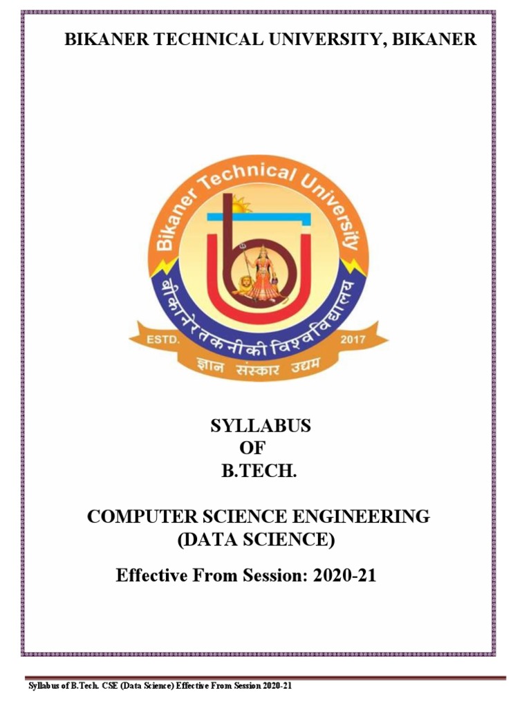 B.Tech Computer Science Engineering (Data Science) Syllabus of Bikaner ...