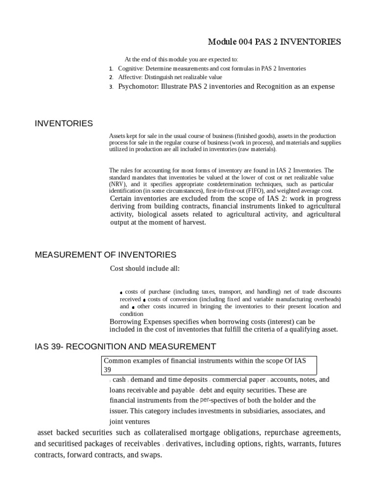 Module 004 Pas 2 Inventories | PDF | Inventory | Derivative (Finance)