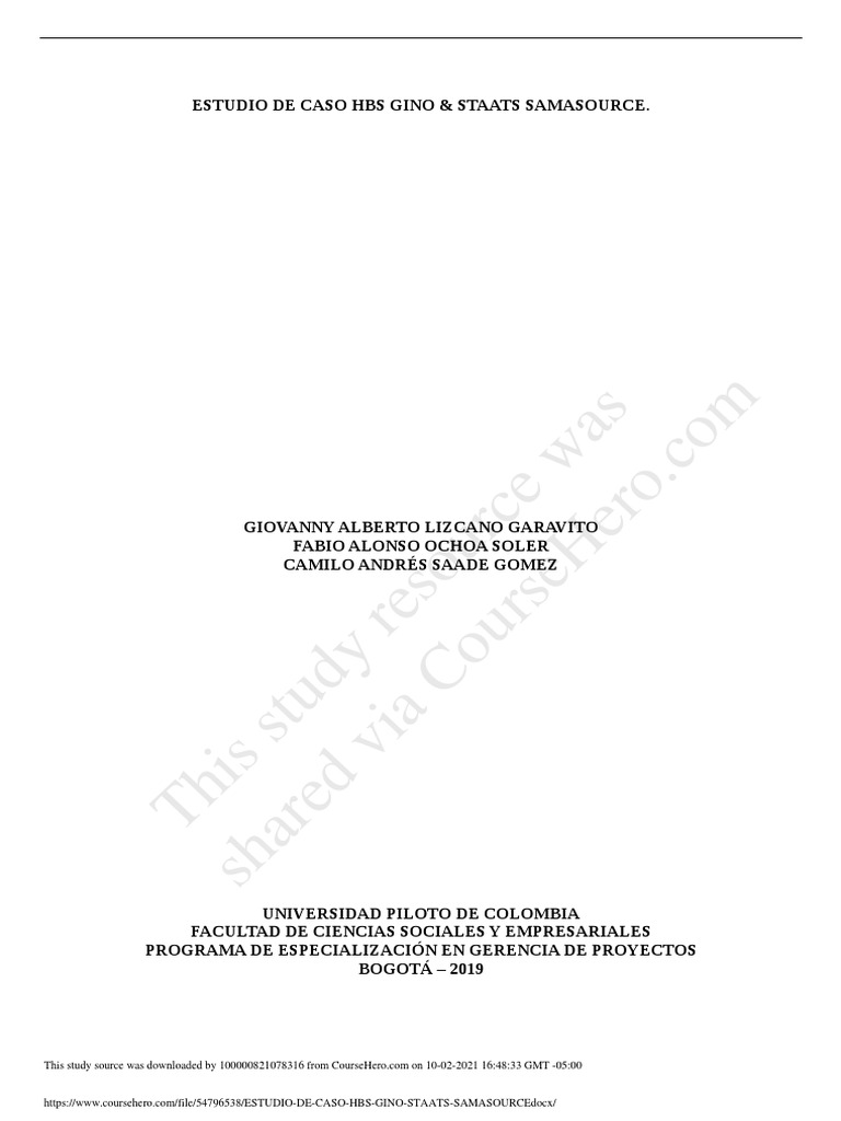Estudio de Caso HBS Gino Staats Samasource | PDF | Calidad (comercial) | Gestión de la calidad