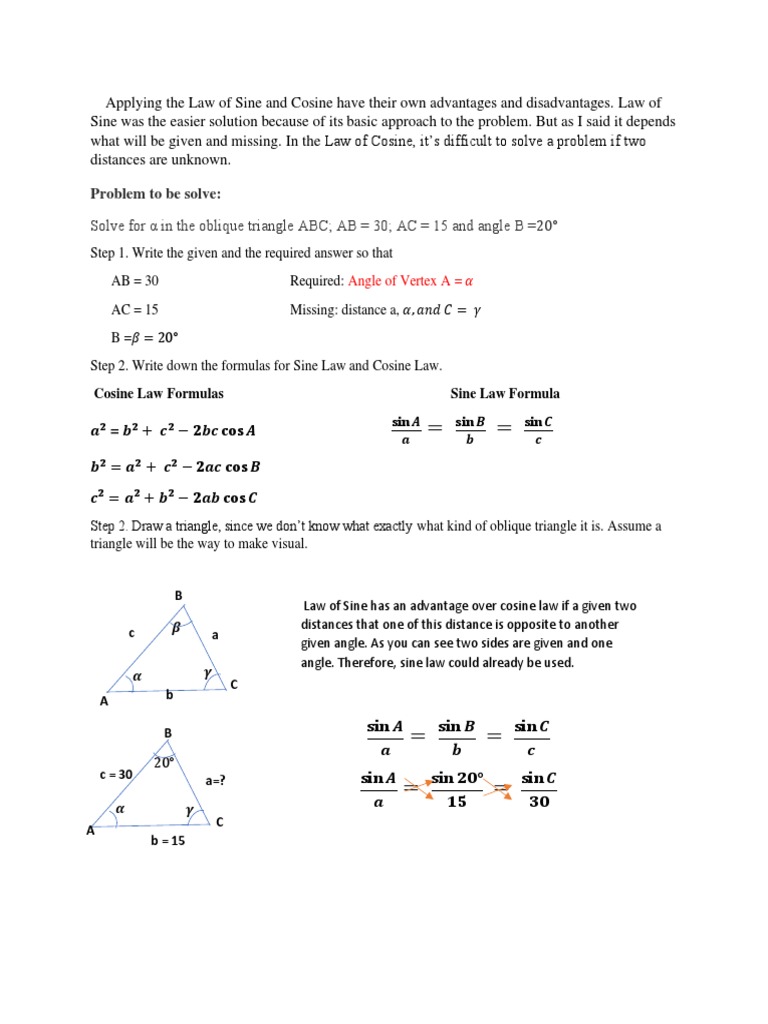 Applying Law of Sine and Cosine | PDF | Sine | Trigonometric Functions