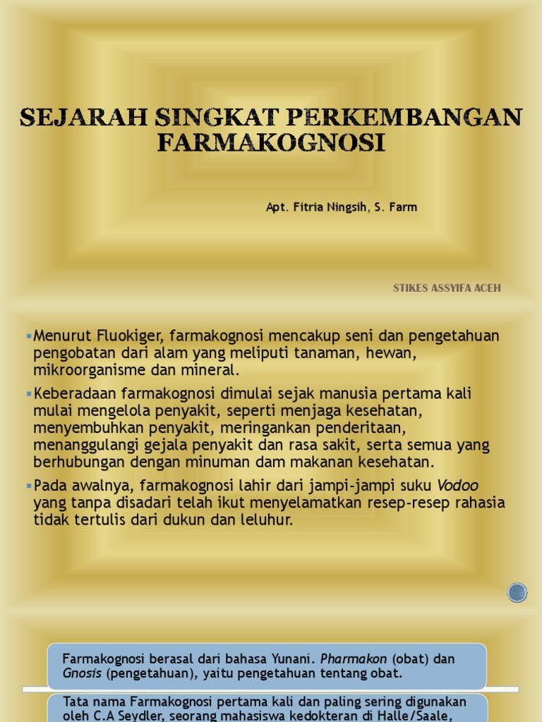 Sejarah Singkat Perkebangan Farmakognosi | PDF