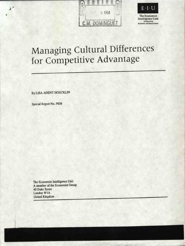 Managing Cultural Differences Competitive Advantage Lisa Hoecklin | PDF