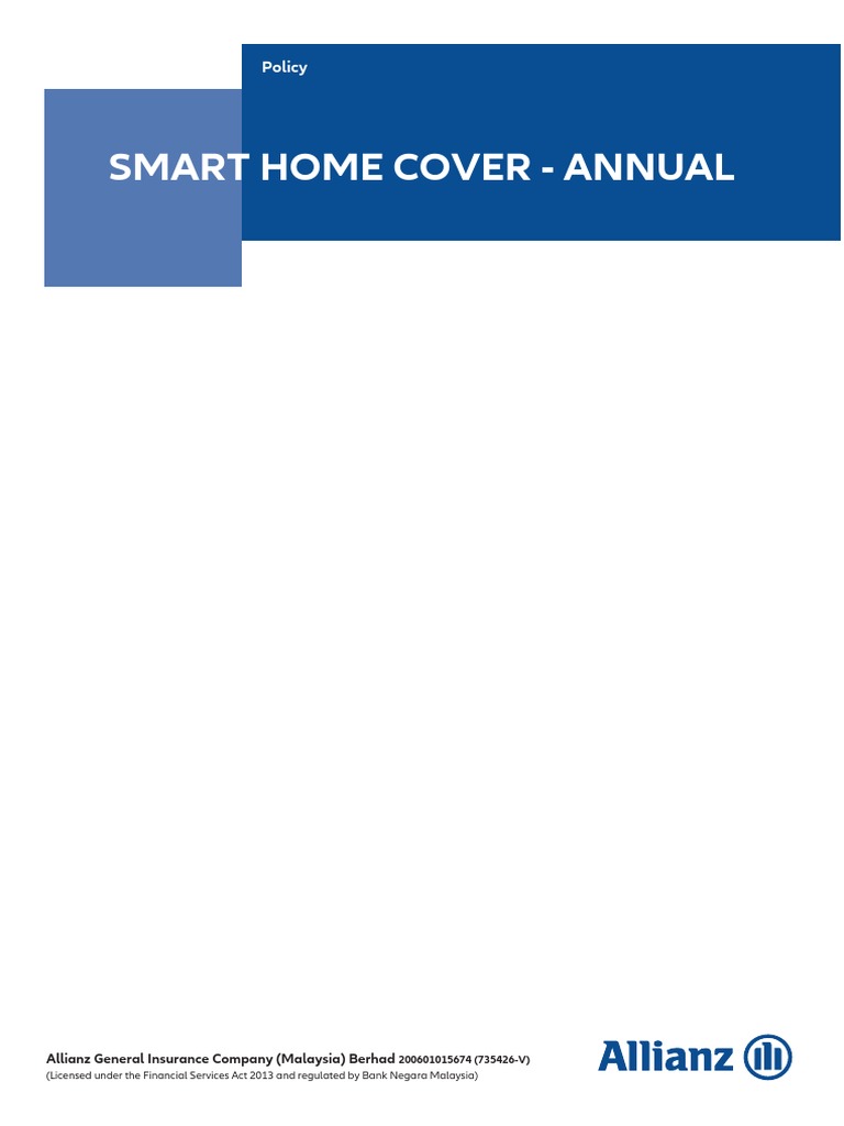 Smart Home Cover Policy Jacket PDF | PDF | Insurance | Liability Insurance