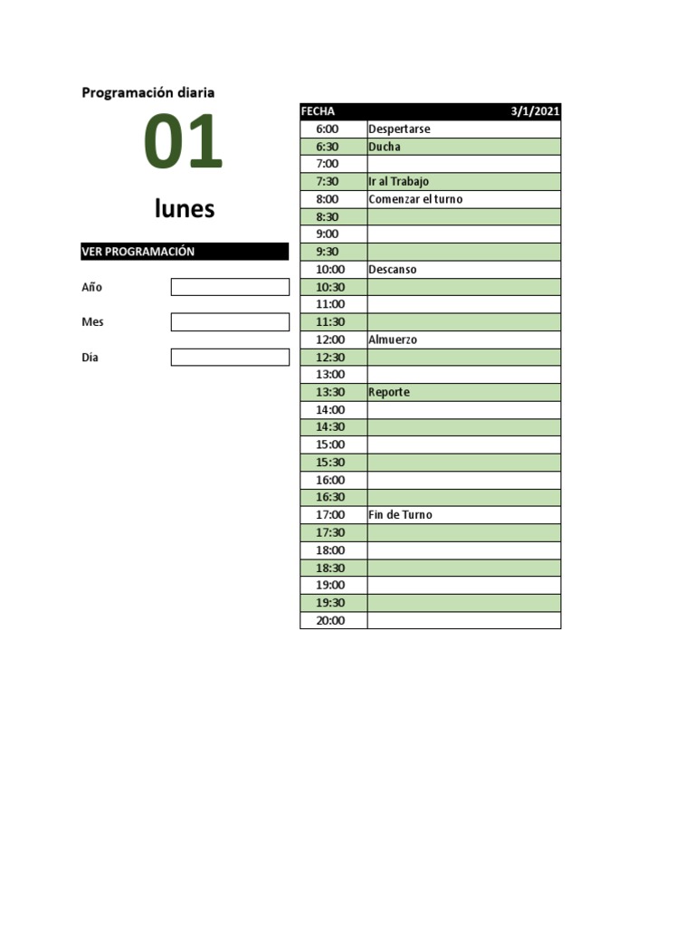 Programación Diaria Semanal 2021 | PDF | Almuerzo | Comida