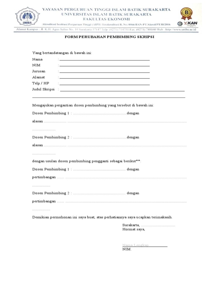 Form Pergantian-Pembimbing-Skripsi 2 | PDF