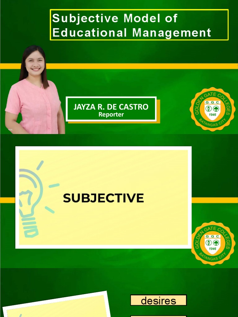 Subjective Model of Education Management Jayza de Castro | PDF