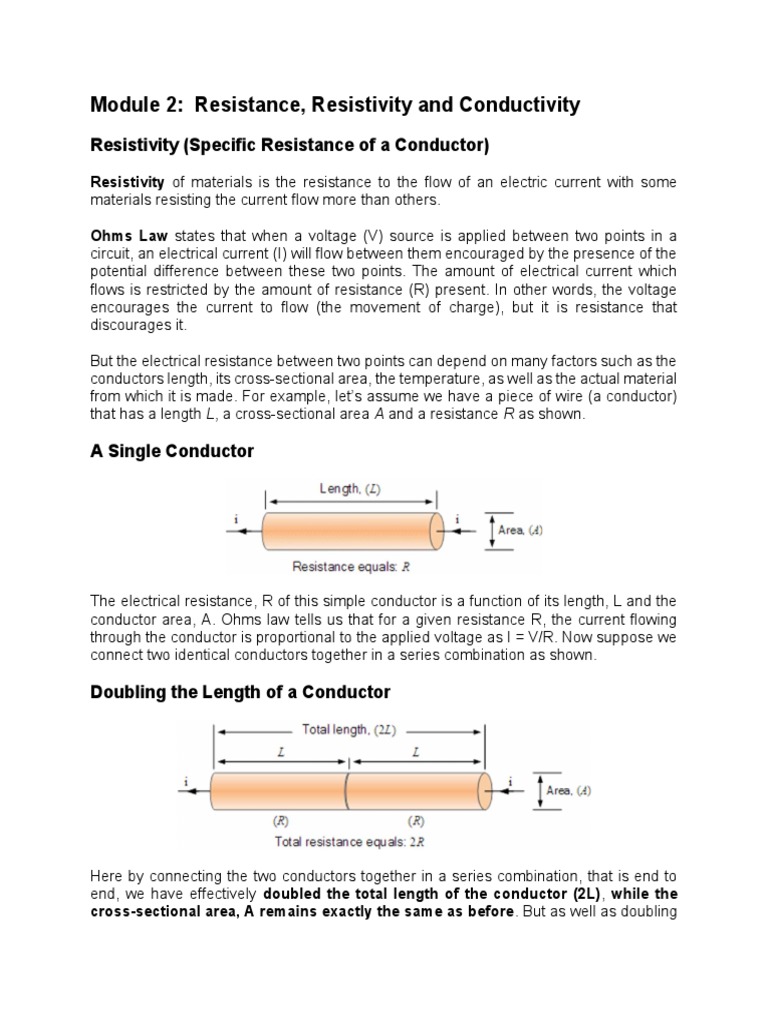 Module 2 (The Resistance, Resistivity and Conductivity) | PDF ...