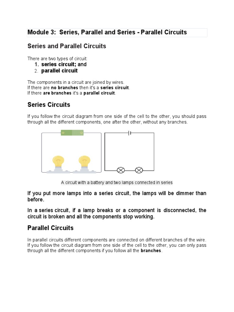 Module 3 Series Parallel And Series Parallel Circuit Pdf Series And Parallel Circuits
