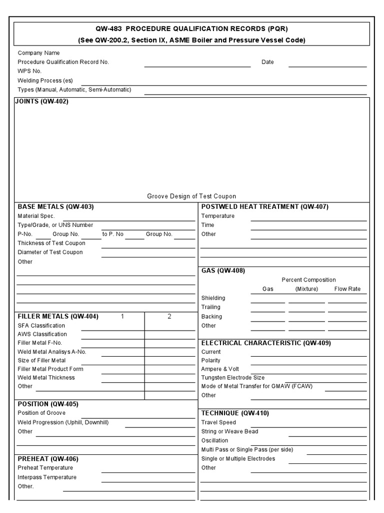 Form PQR 1 Asme | PDF | Construction | Welding