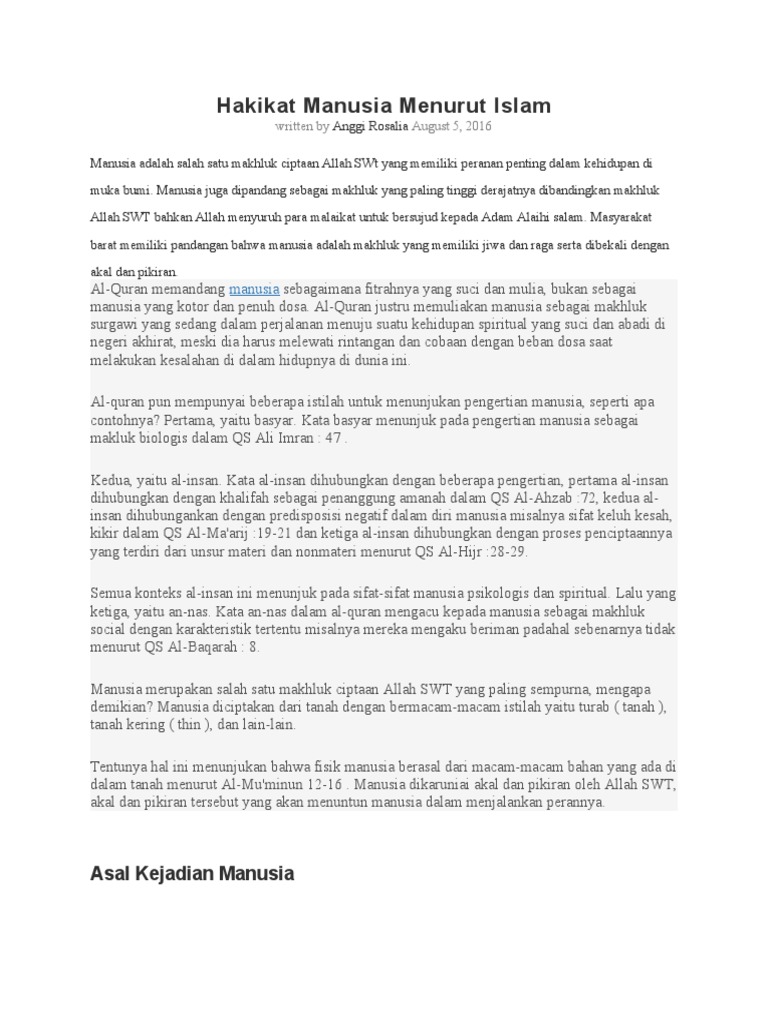 Hakikat Manusia Menurut Islam | PDF