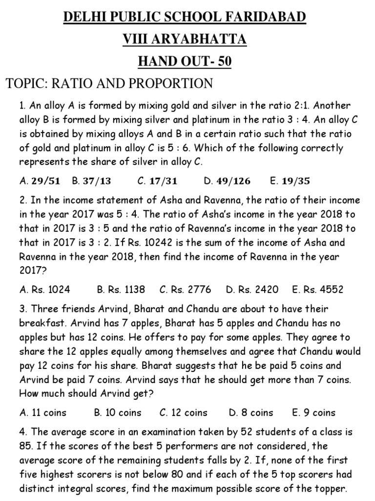 Ratio and Proportion Problems with Detailed Solutions | PDF | Interest ...