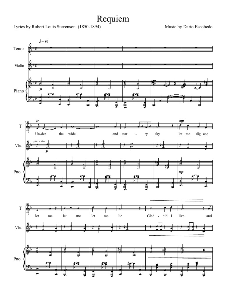 Requiem: Music by Dario Escobedo Lyrics by Robert Louis Stevenson (1850 ...