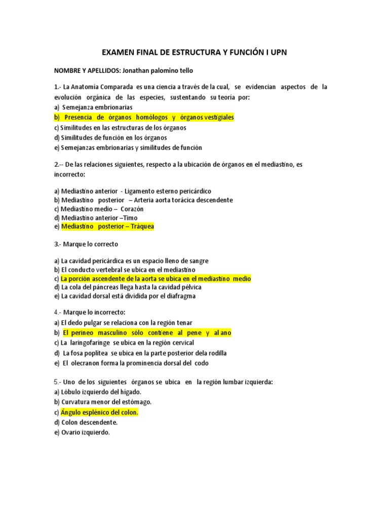 Examen Final Upn | PDF | Aorta | Abdomen