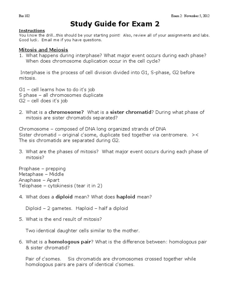 BIOStudy Guide Unit 2 Bio 101 | PDF | Rna | Allele