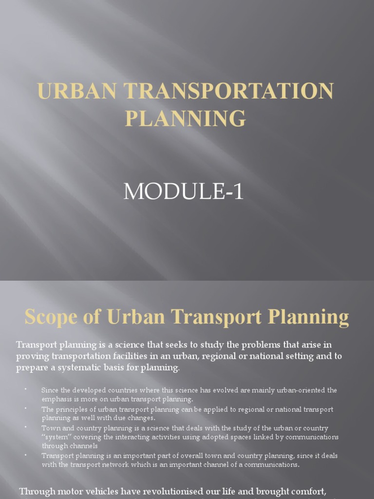 Urban Transportation Planning Overview | PDF | Public Transport | Transport
