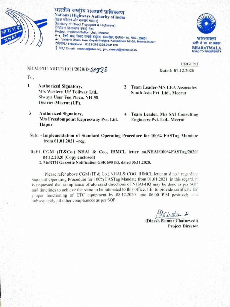 Implementation of SOP-20926 | Download Free PDF | Road Transport | Road ...