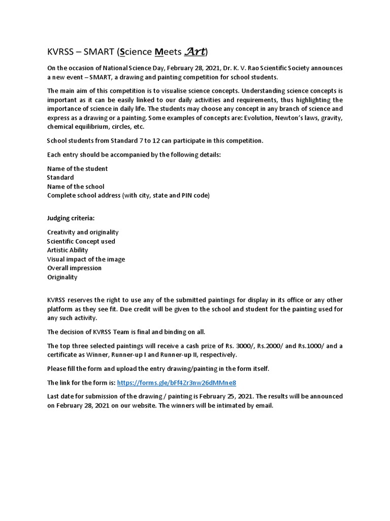 KVRSS SMART Science Art Competition | PDF