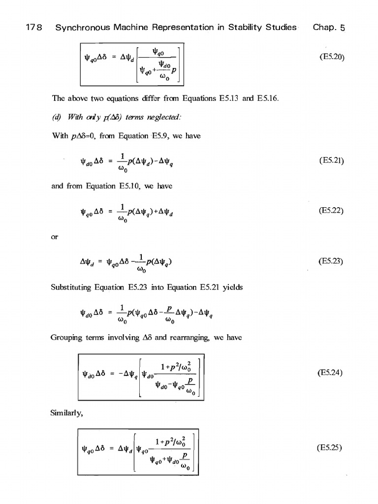 1 7 8 Synchronous Machine Representation in Stability Studies Chap. 5 ...