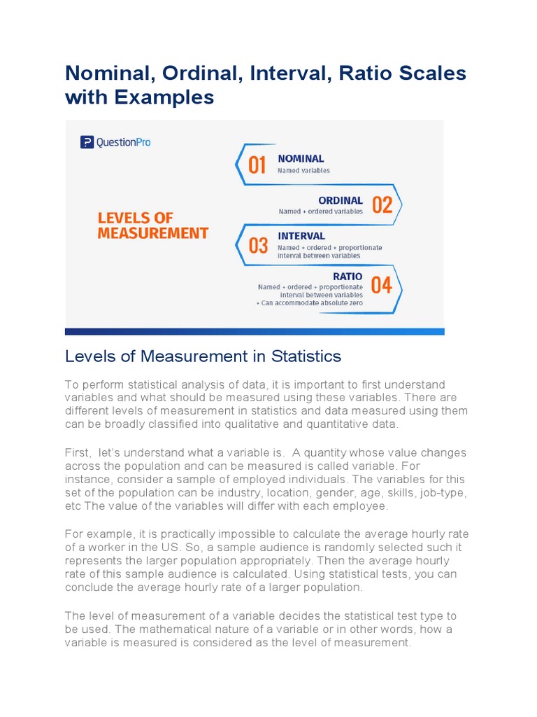 Nominal, Ordinal, Interval, Ratio Scales With Examples: Levels of ...