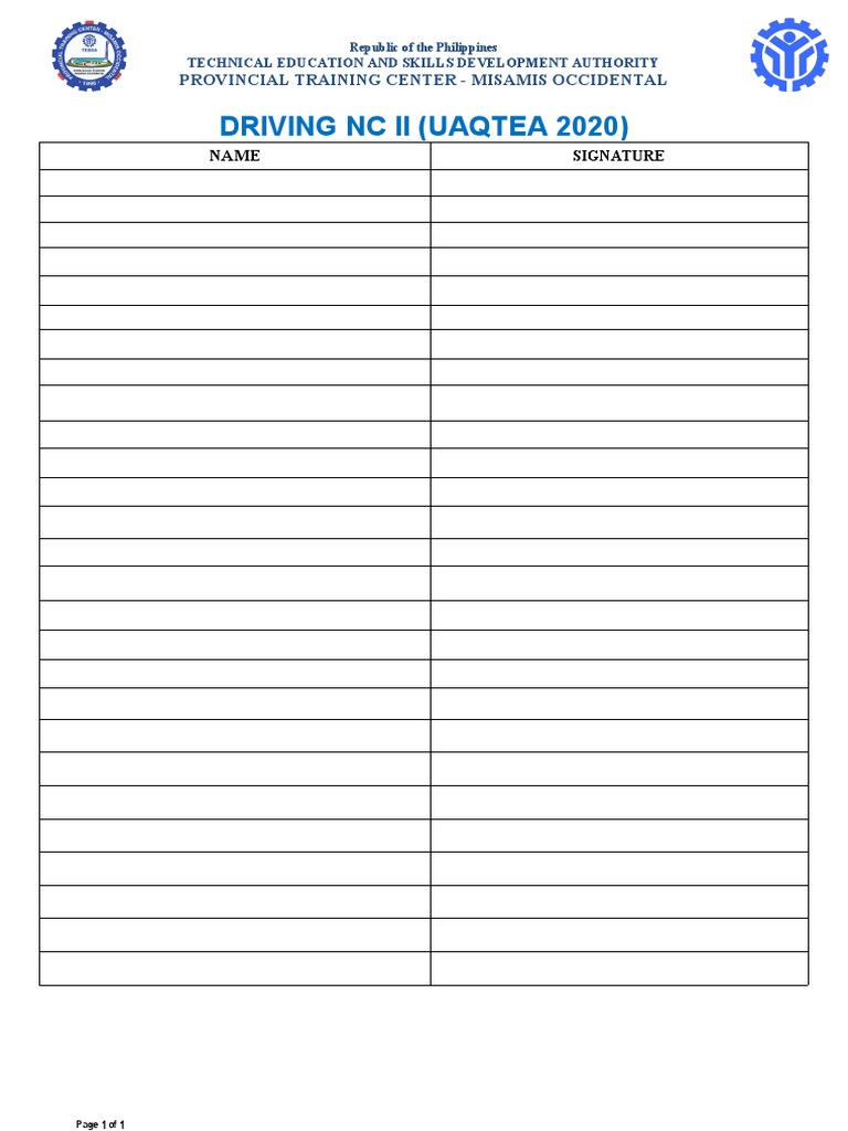 Driving NC Ii - Toolkit (Uaqtea 2020) | PDF