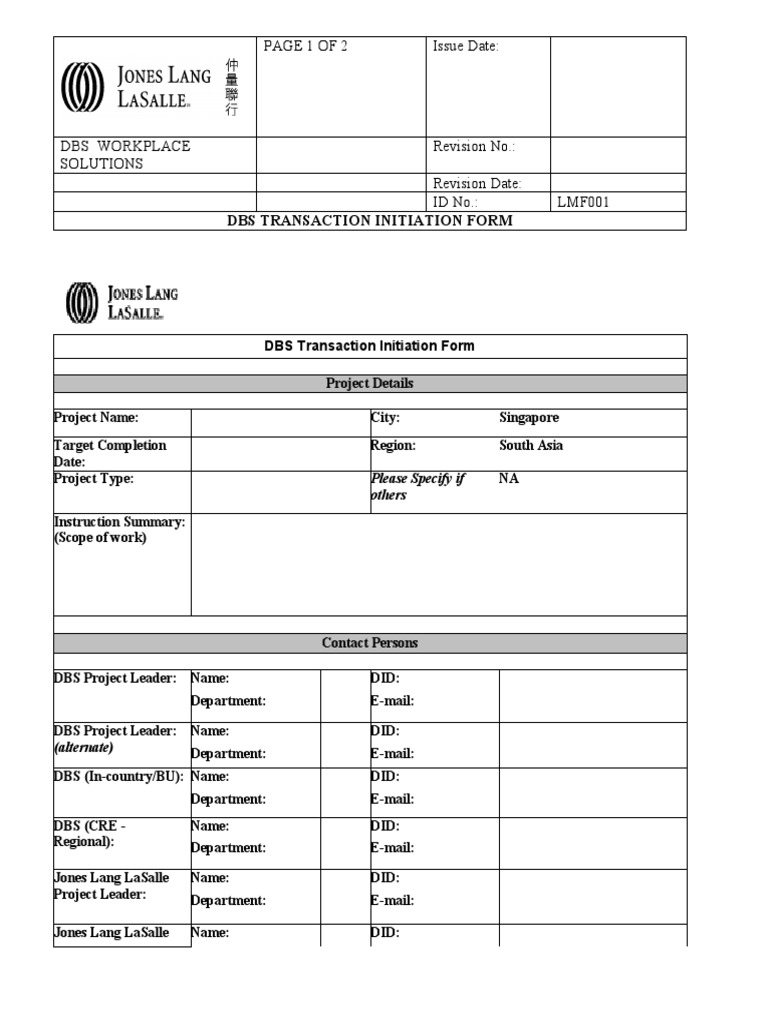 Form - LMF001 - Transition Initiation Form | PDF | Banking | Government ...