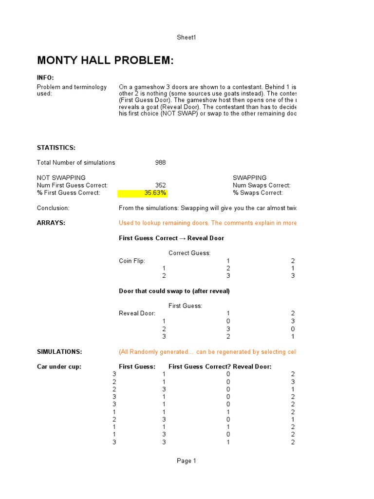 Monty Hall Problem | PDF | Teaching Mathematics | Leisure