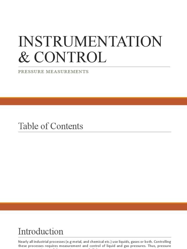 INSTRUMENTATION & CONTROL (Presentation) | Download Free PDF | Pressure ...