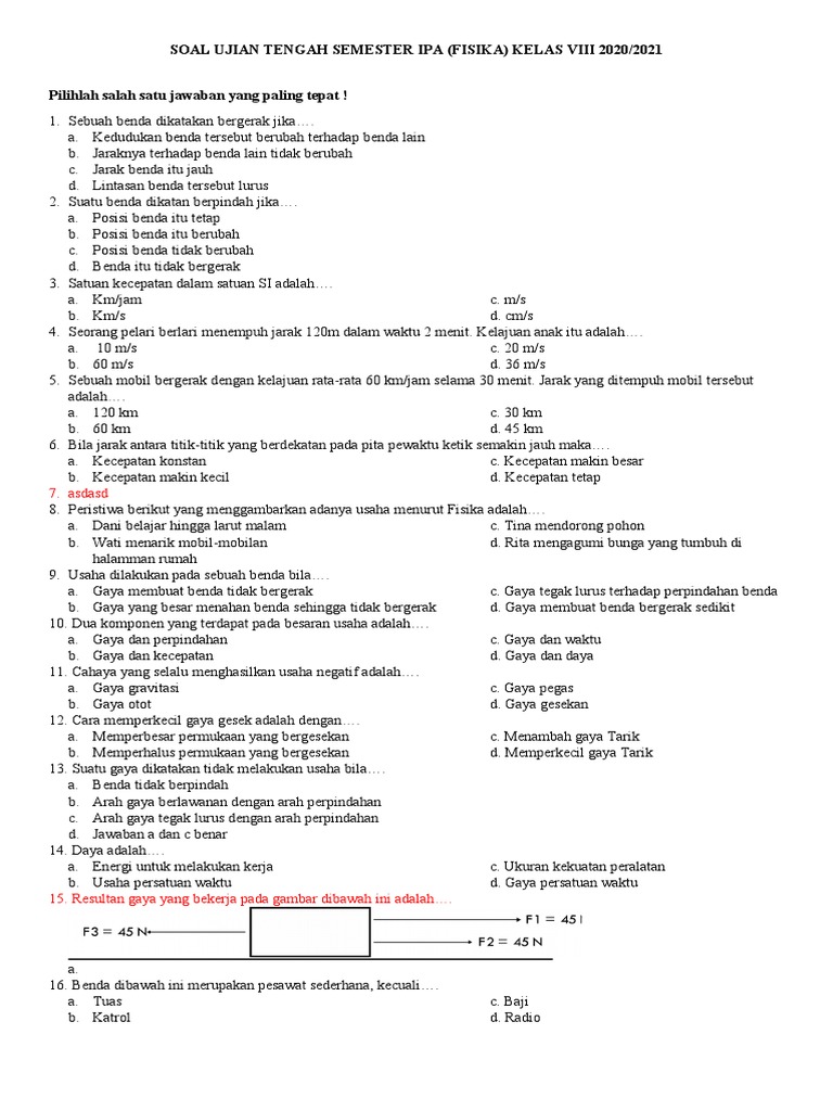 Soal Ujian Tengah Semester Kelas VIII | PDF