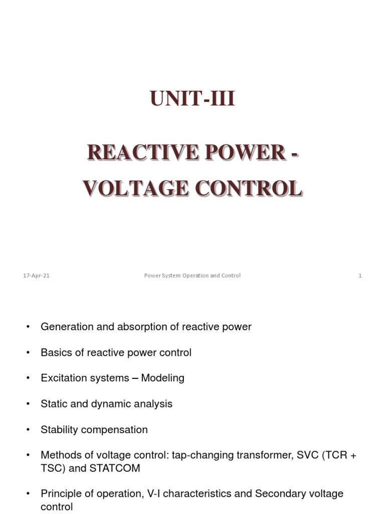 PSOC-Unit-III Q-V Control | PDF | Transformer | Capacitor